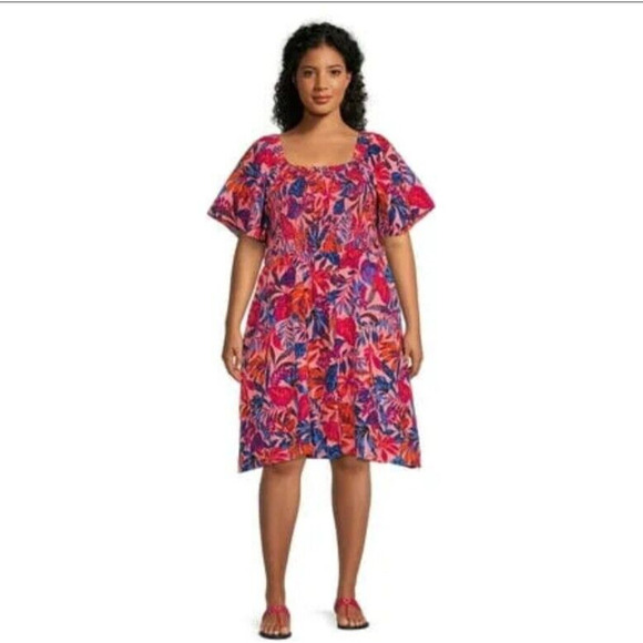 Terra & Sky | Dresses | Terra Sky Tropical Floral Print Dress Womens 4x ...